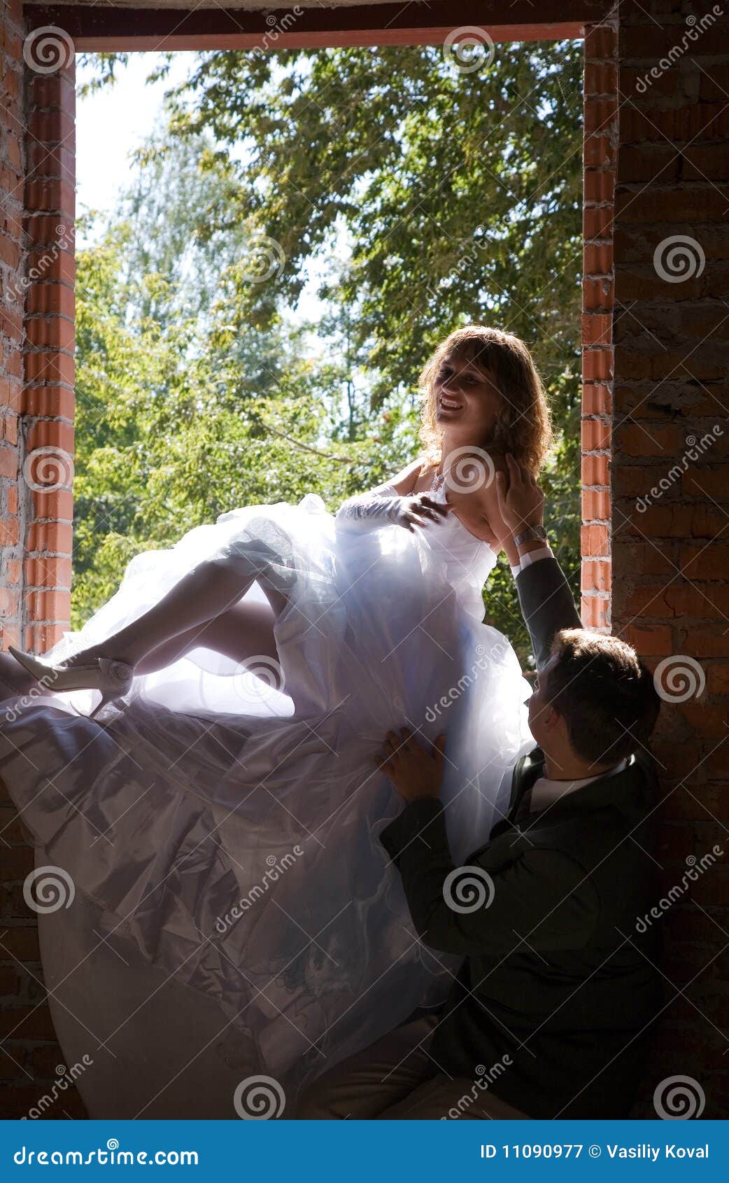 Bride in building site stock image. Image of wall, newly - 11090977