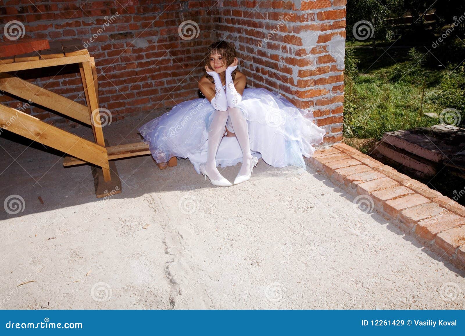 Bride in building site stock image. Image of slim, construction - 12261429