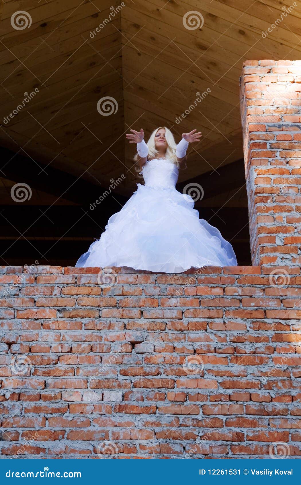 Bride in building site stock image. Image of model, brick - 12261531