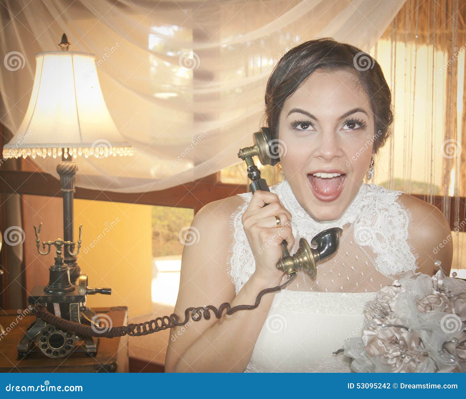 Bride calling stock photo. Image of beautiful, happiness - 53095242