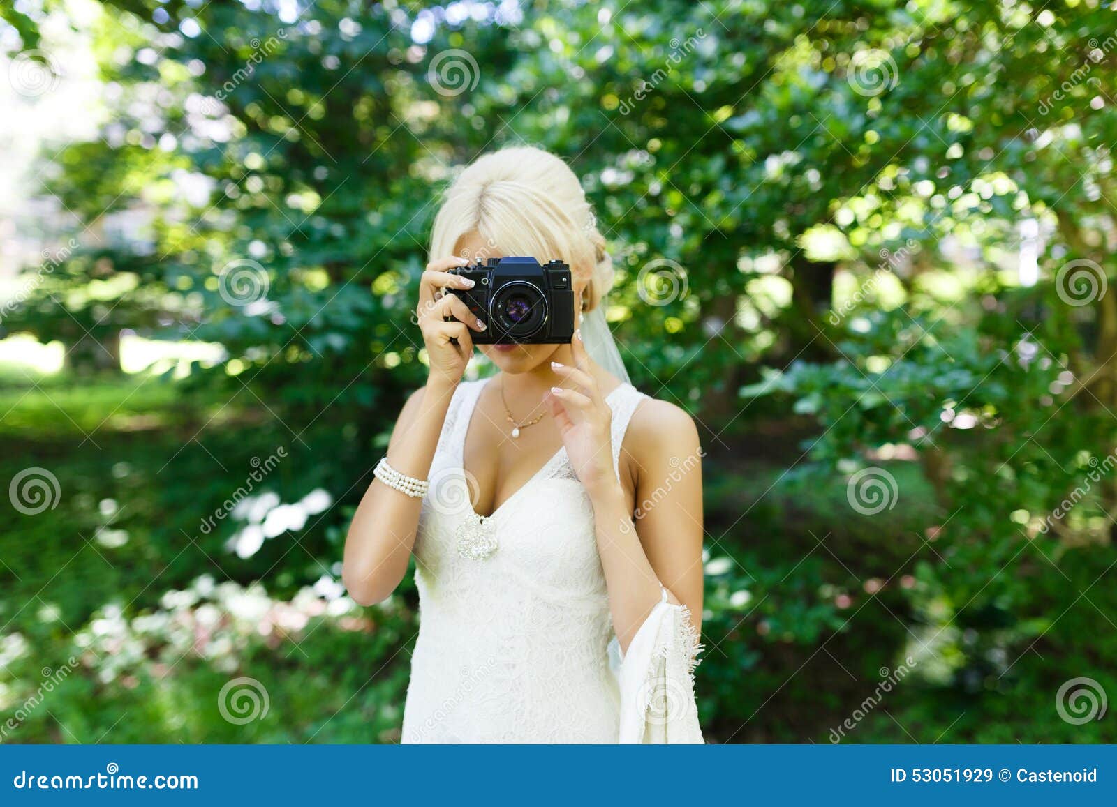 Bride with camera stock image. Image of leisure, nature - 53051929