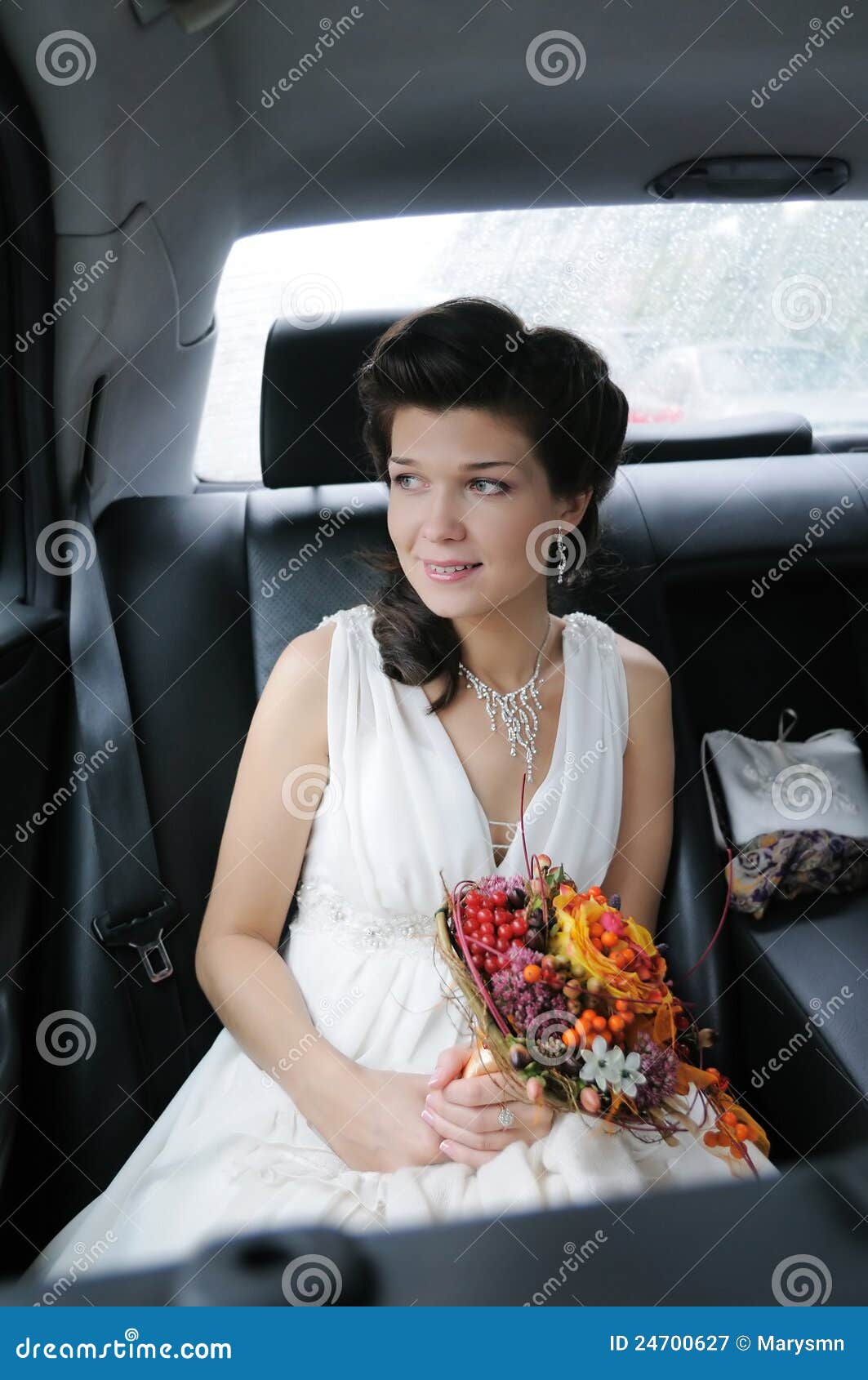 Bride in a car stock image. Image of anniversary, fast - 24700627