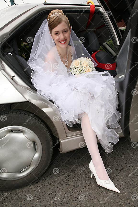 Bride in car stock image. Image of marry, nature, happiness - 2896359
