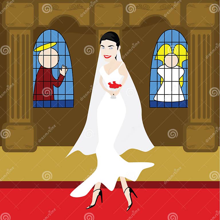 Bride in a church stock vector. Illustration of wedding - 7330909
