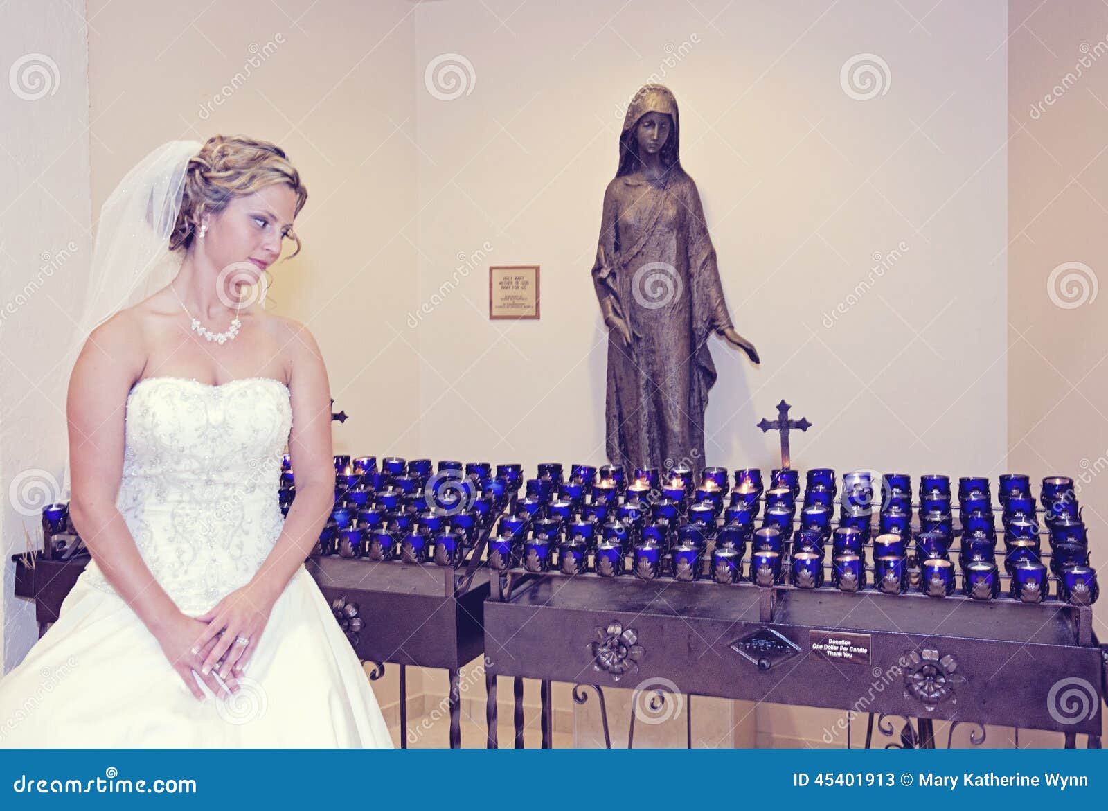 Bride in a church stock image. Image of beautiful, emotional - 45401913