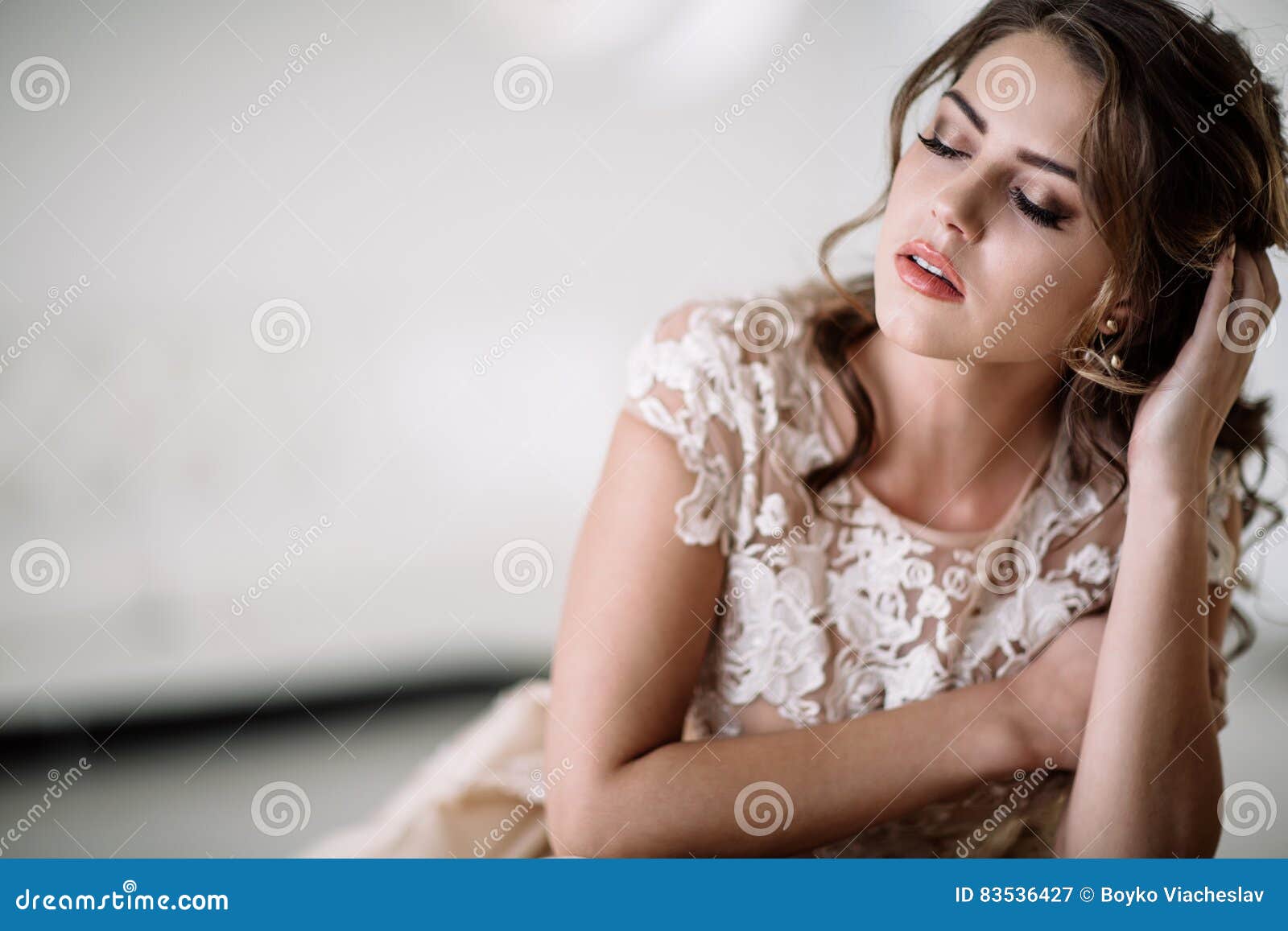 Bride crying stock image. Image of brunette, emotion - 83536427