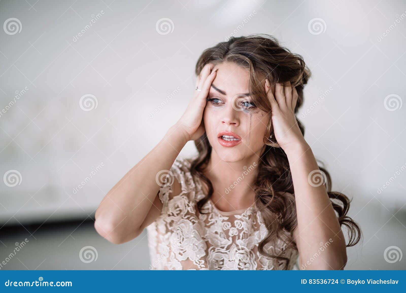 Bride crying stock photo. Image of brunette, disappointed - 83536724