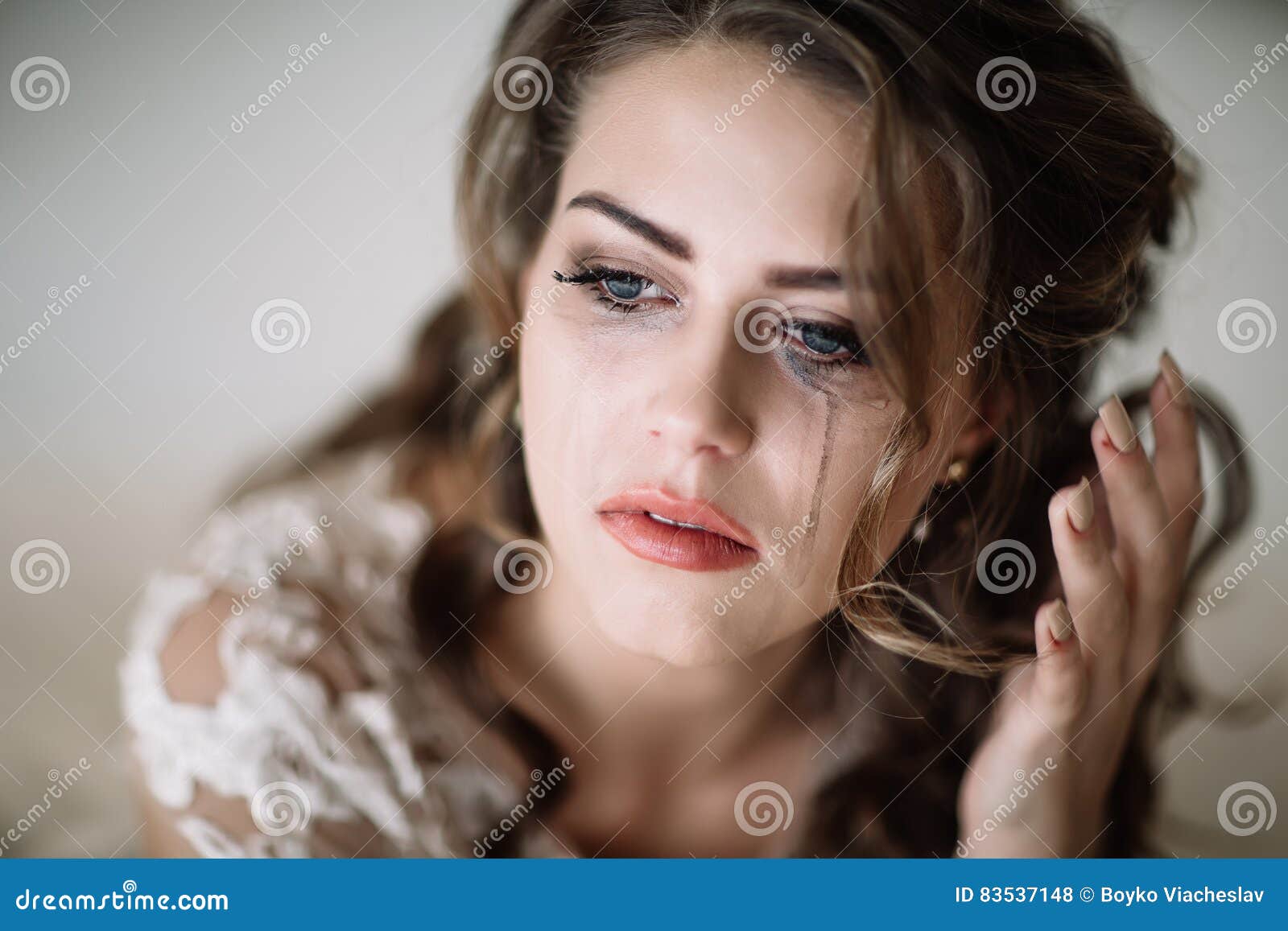 Bride crying stock photo. Image of expression, nervous - 83537148