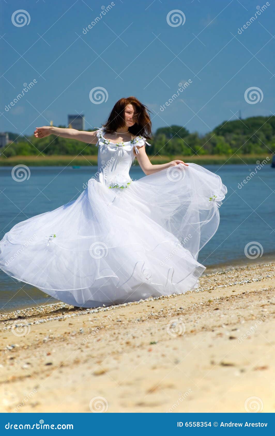 Bride dances on a beach stock photo. Image of cockleshell - 6558354