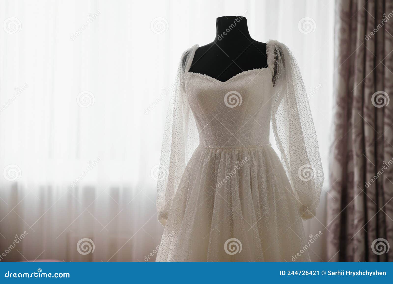 Bride Dressing Wedding Gown. Morning Bride. Stock Image - Image of ...