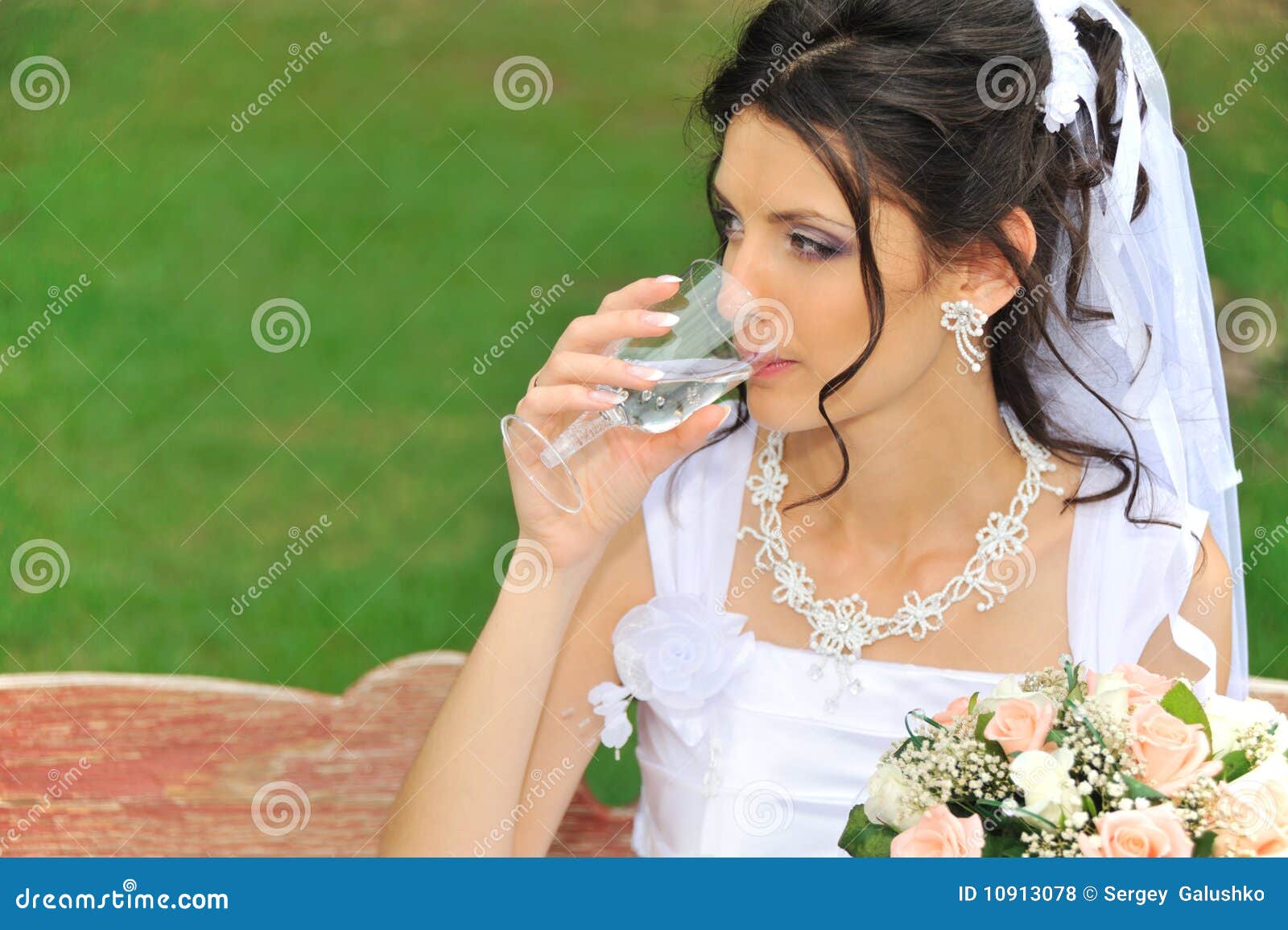 Bride Drinking A Glass Of Champagne Royalty-Free Stock Photo ...