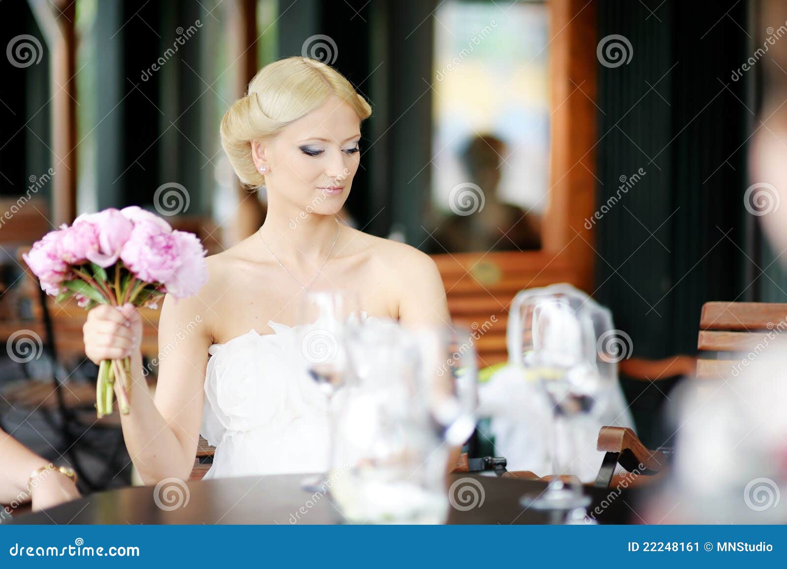 Bride drinking champagne stock image. Image of engagemant - 22248161