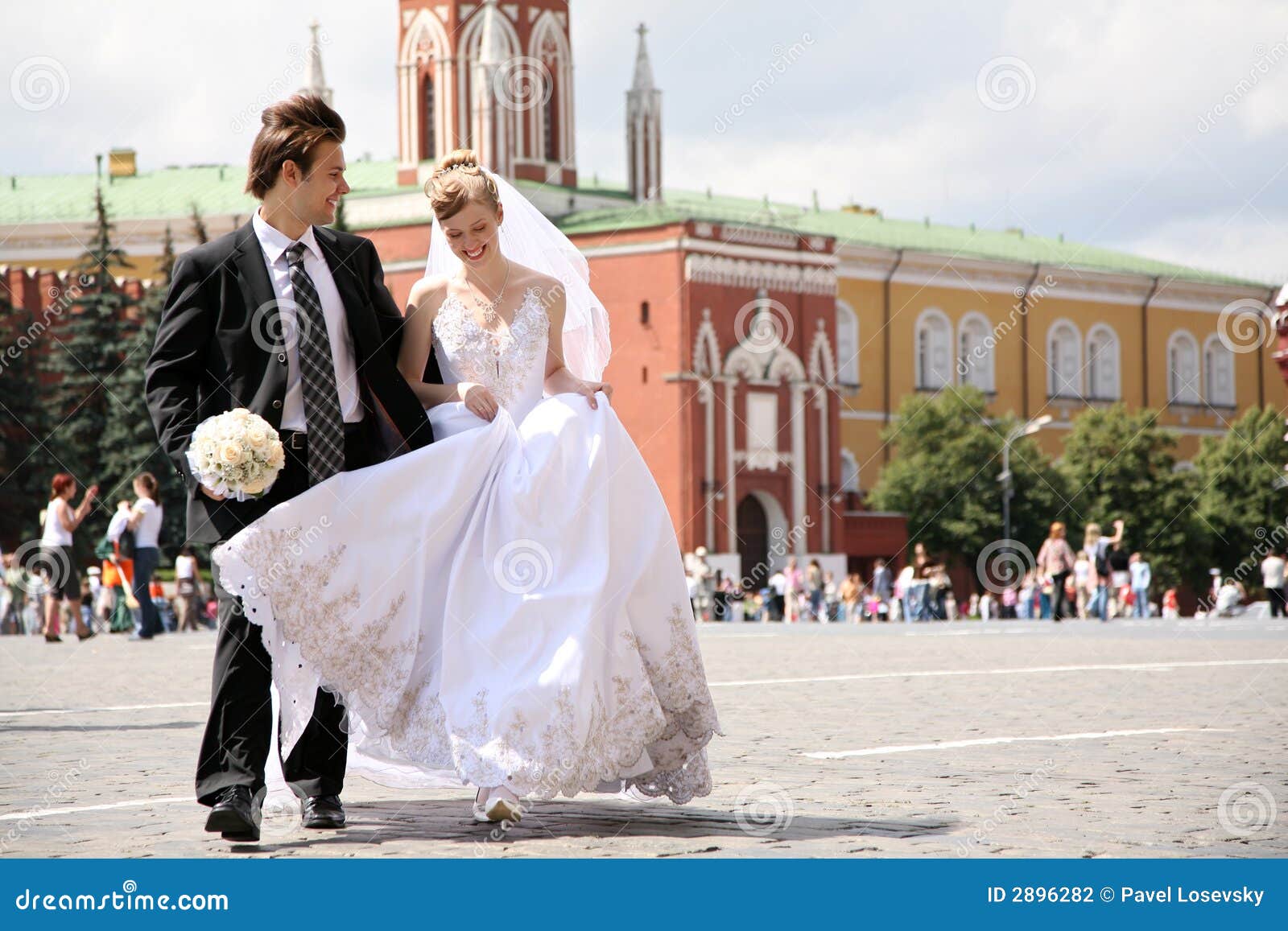 Bride and fiance in Moscow stock photo. Image of females - 2896282