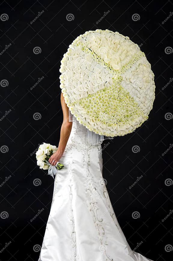 Bride with a Flower Umbrella Stock Image - Image of black, elaborate ...