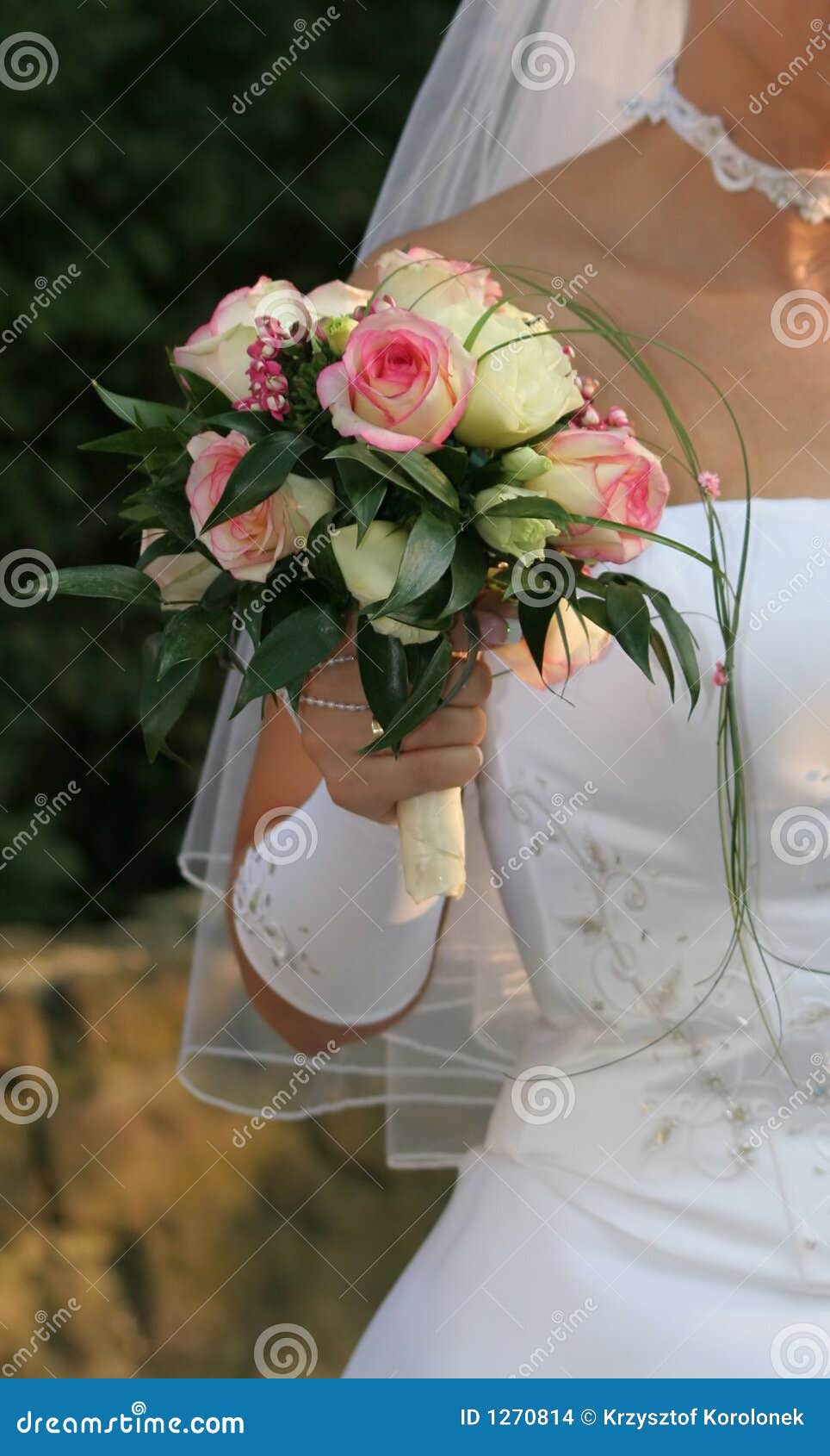 Bride with flowers stock photo. Image of couple, hand - 1270814