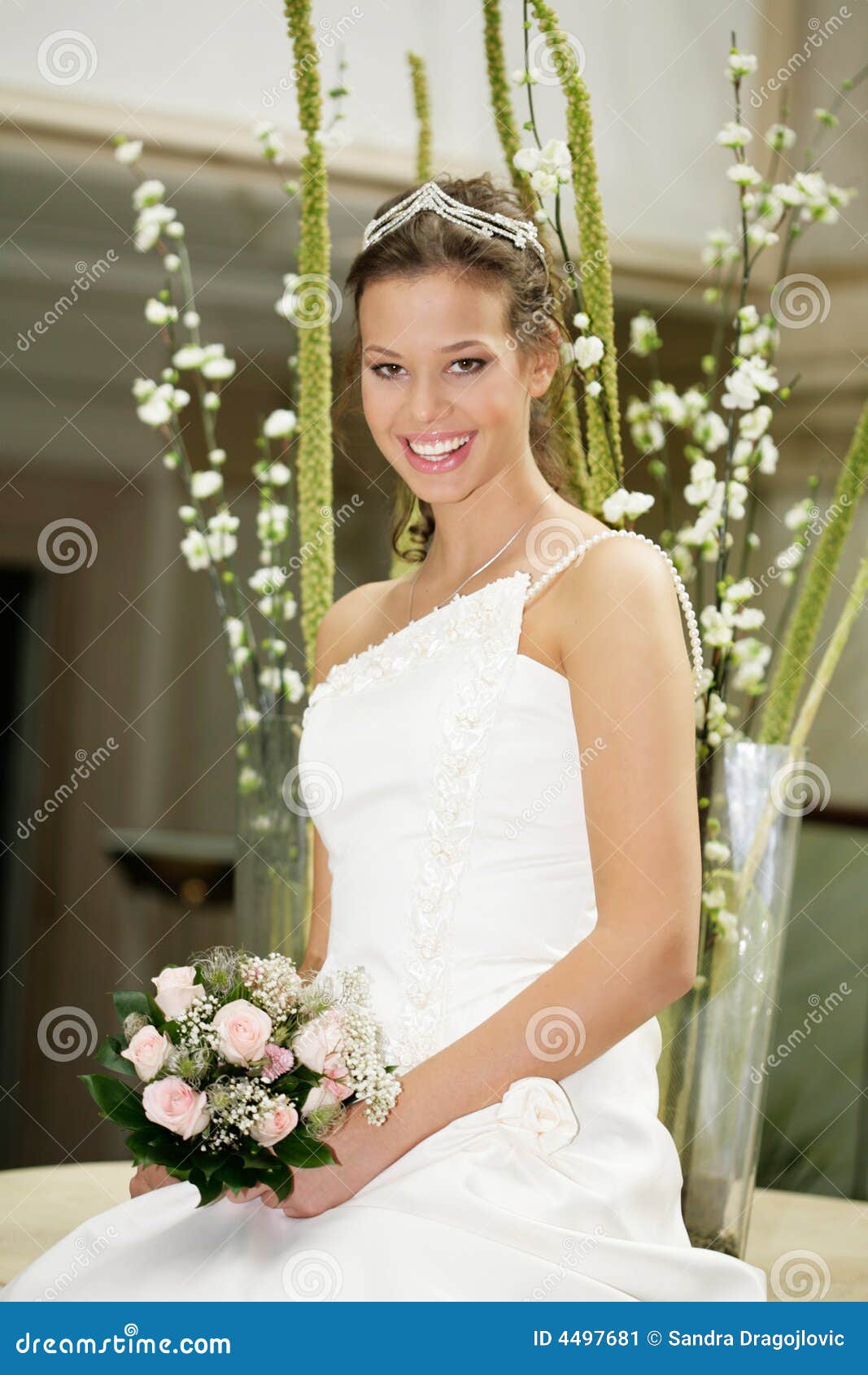 Bride and flowers stock image. Image of females, fashion - 4497681