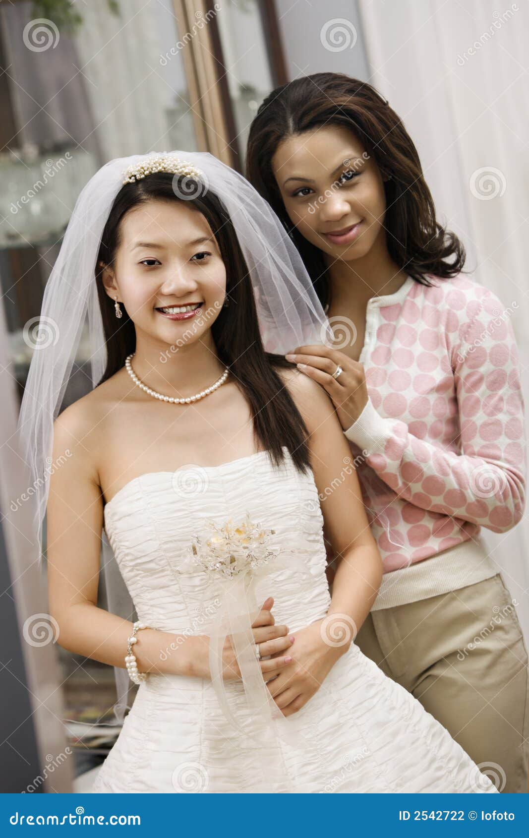 Bride and friend stock photo. Image of asian, excited - 2542722
