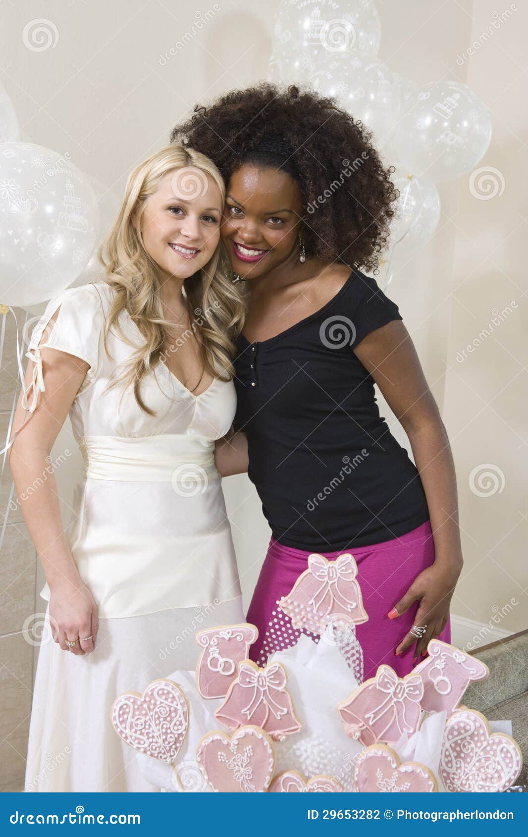 Bride and Friend at Hen Party Stock Photo - Image of decor, indoors ...