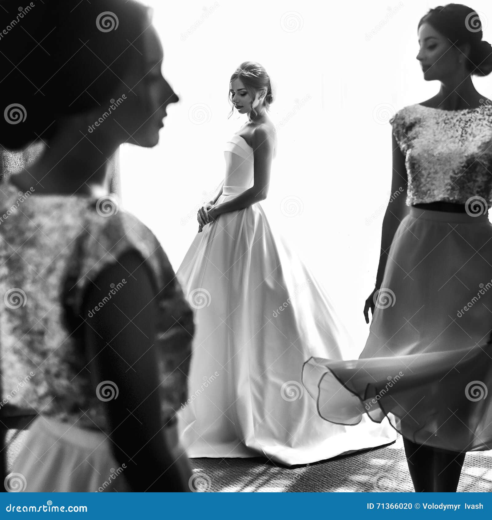 Bride and Friends Wait for the Wedding Ceremony Stock Photo - Image of ...