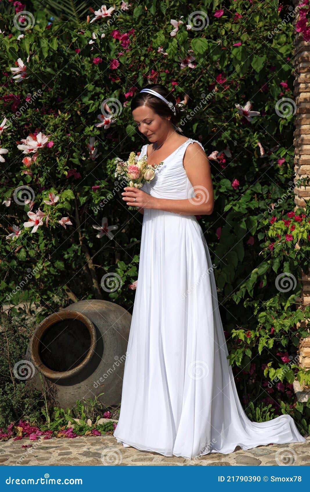 Bride in a garden stock photo. Image of portrait, ceremony - 21790390