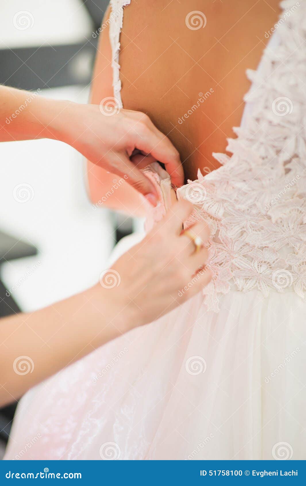 Bride getting dressed stock photo. Image of back, women - 51758100