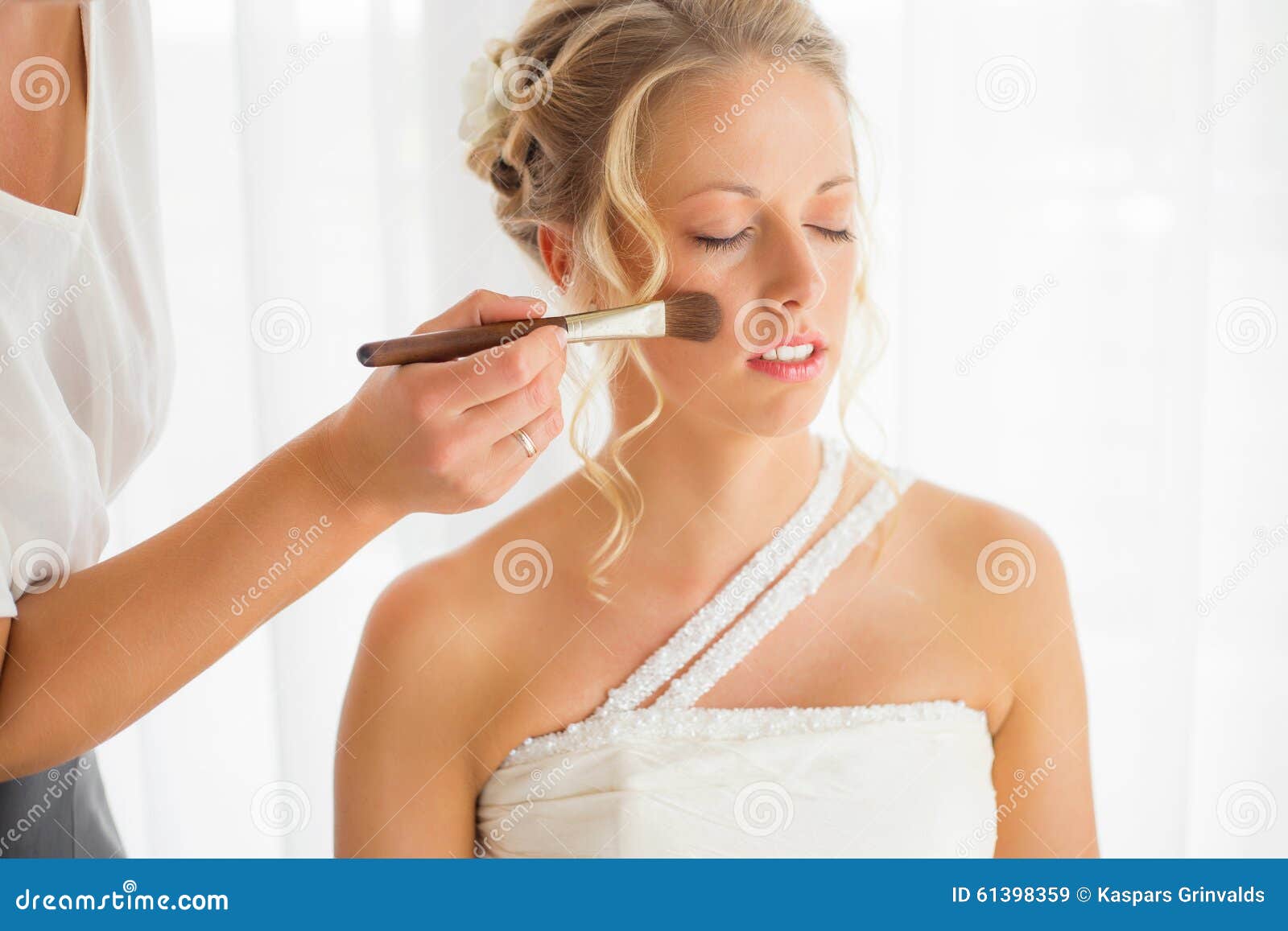 Bride Getting Her Makeup Fixed Stock Image - Image of dream, girl: 61398359
