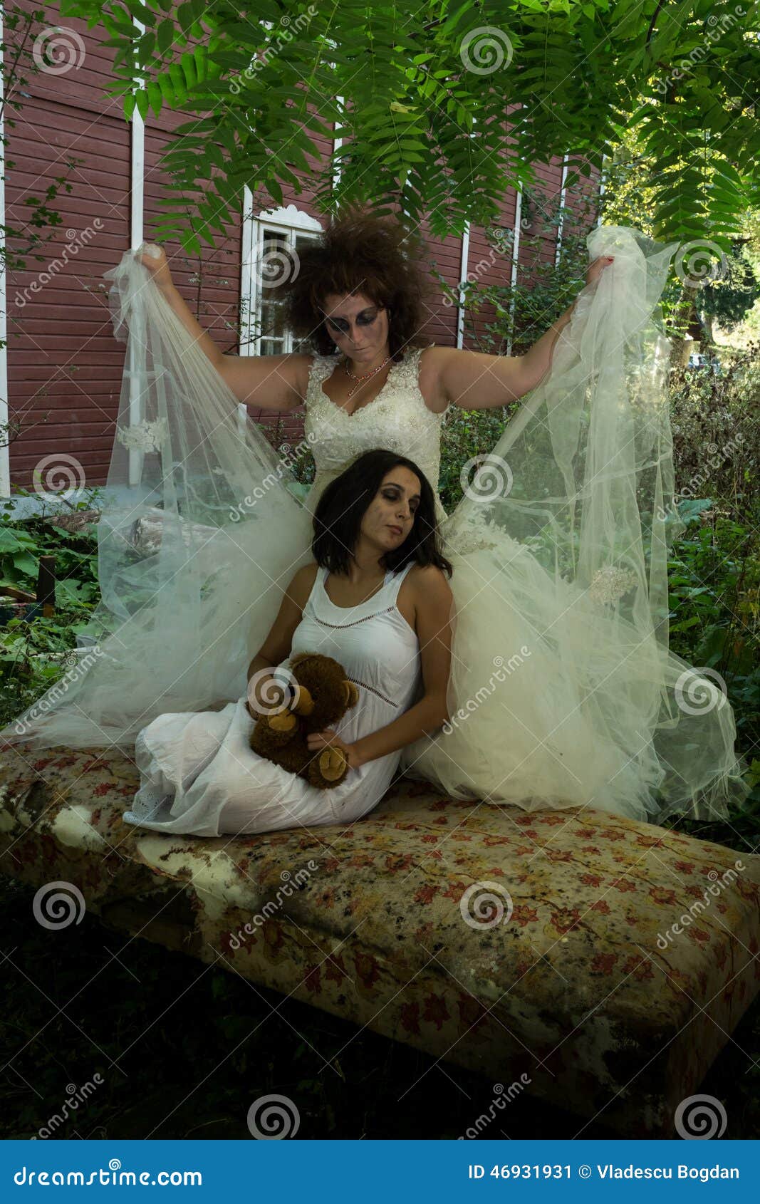 Bride and girl stock image. Image of scared, dead, spooky - 46931931