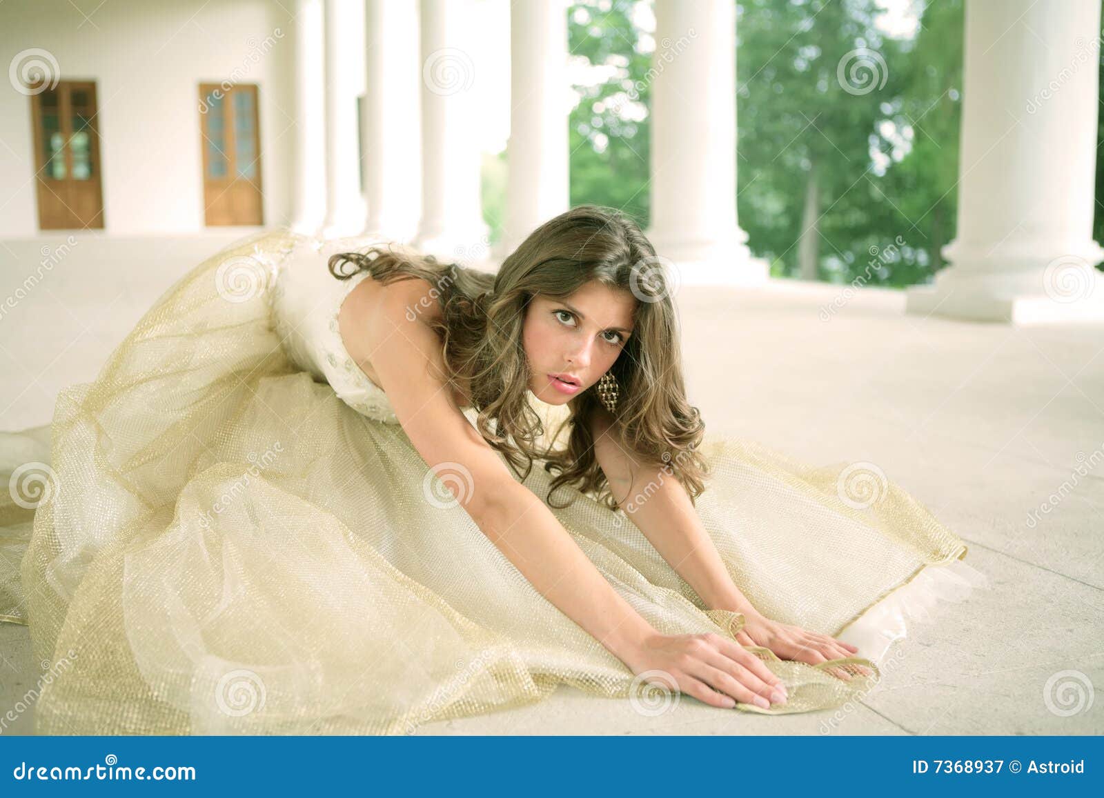Bride in golden gown stock image. Image of female, bride - 7368937