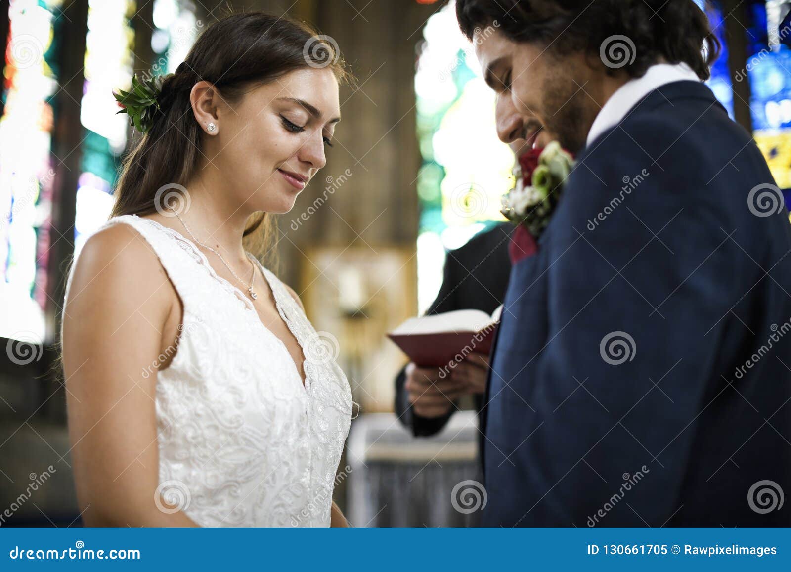 Bride and Groom at the Altar Stock Image - Image of altar, happiness ...