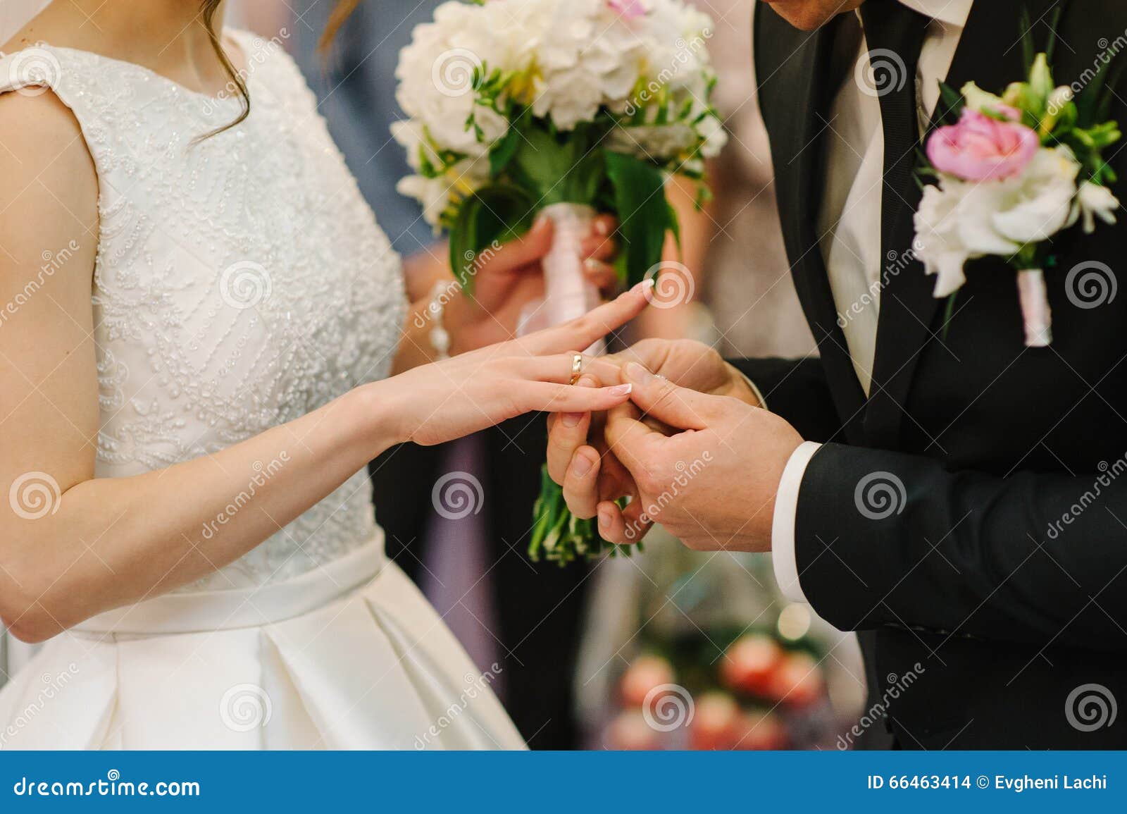 Bride and Groom are Changing Rings Stock Photo - Image of holidays ...