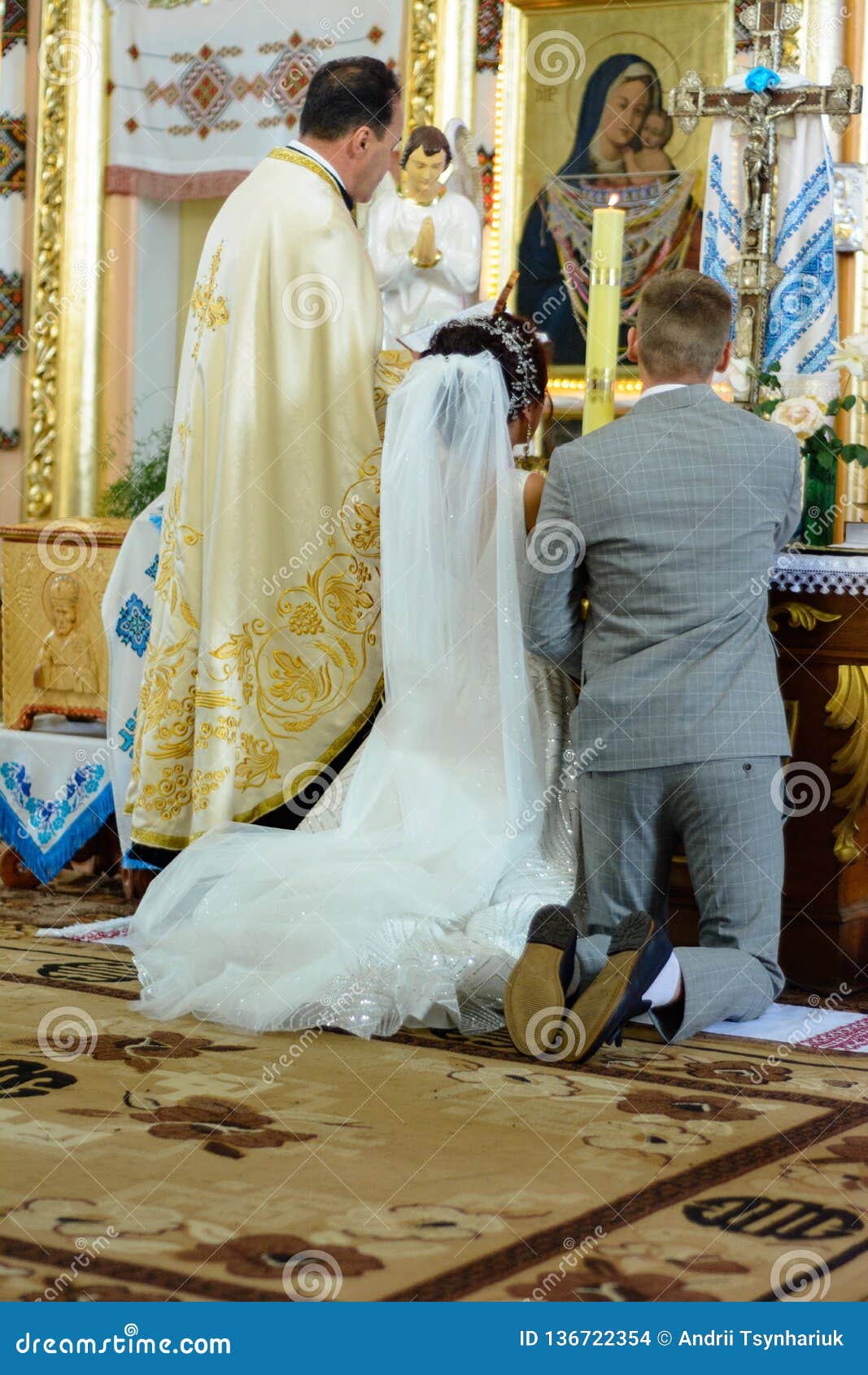 Bride and Groom at the Church during a Wedding Ceremony Editorial Stock ...