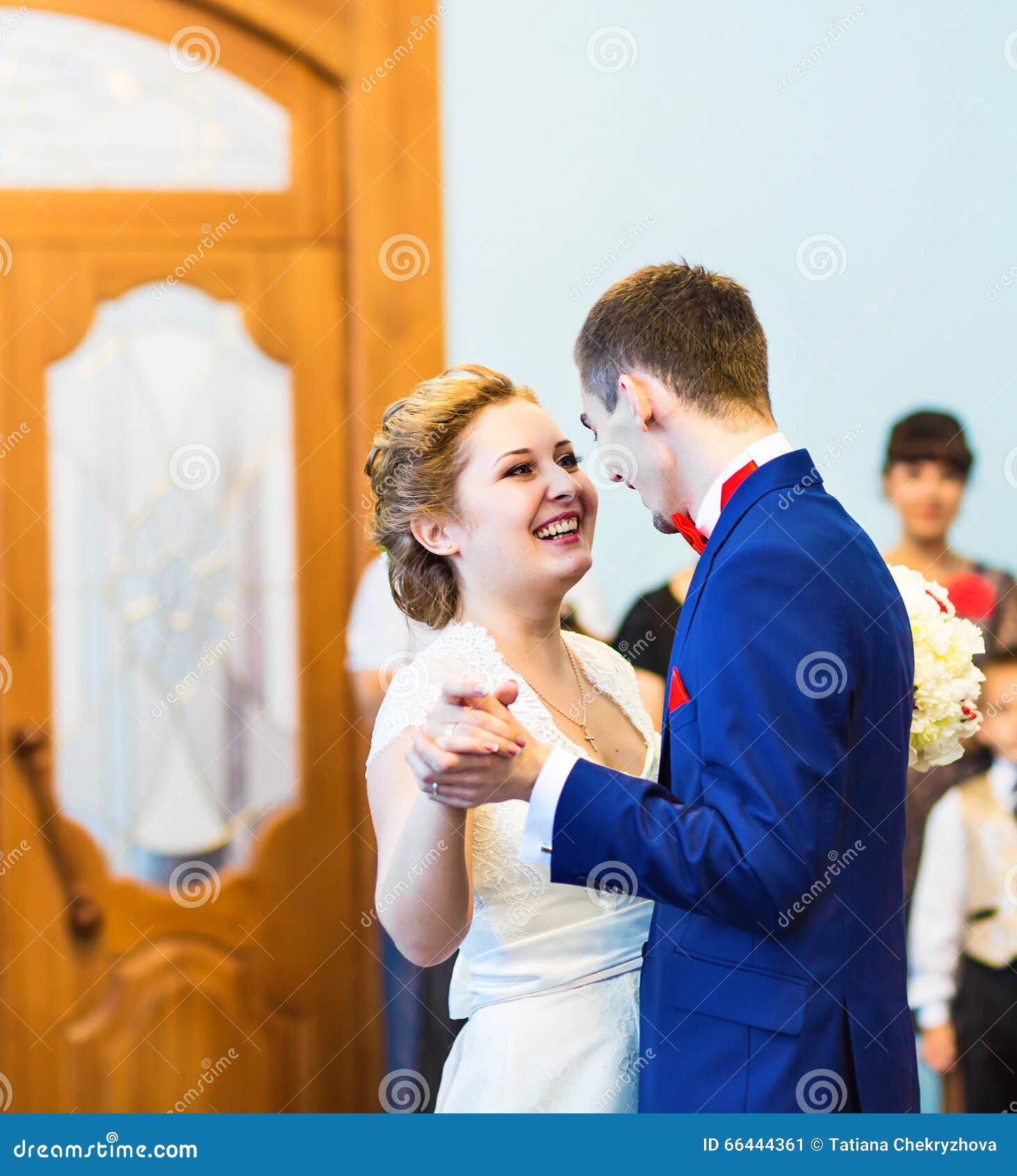 Bride and Groom Dancing the First Dance at the Wedding Ceremony Stock ...