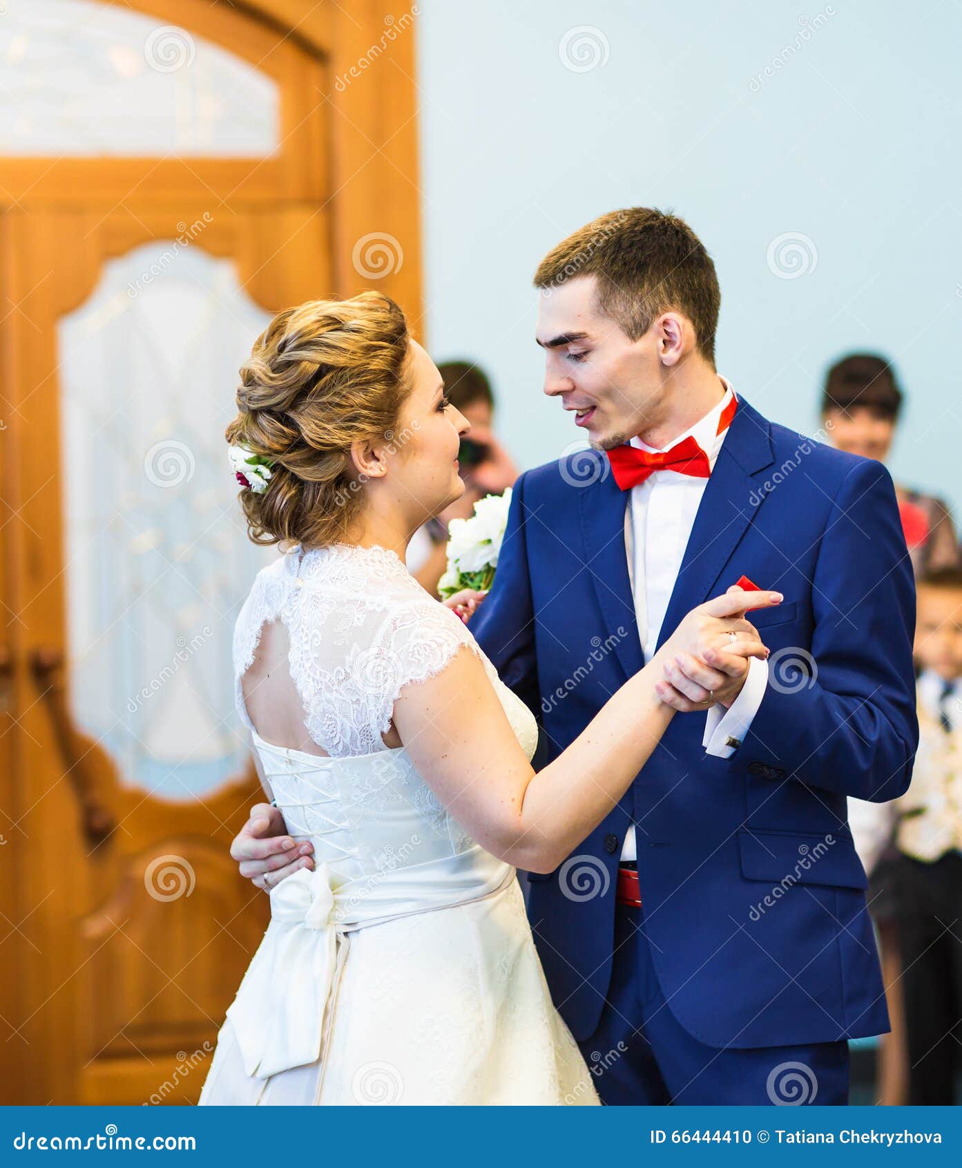 Bride and Groom Dancing the First Dance at the Wedding Ceremony Stock ...