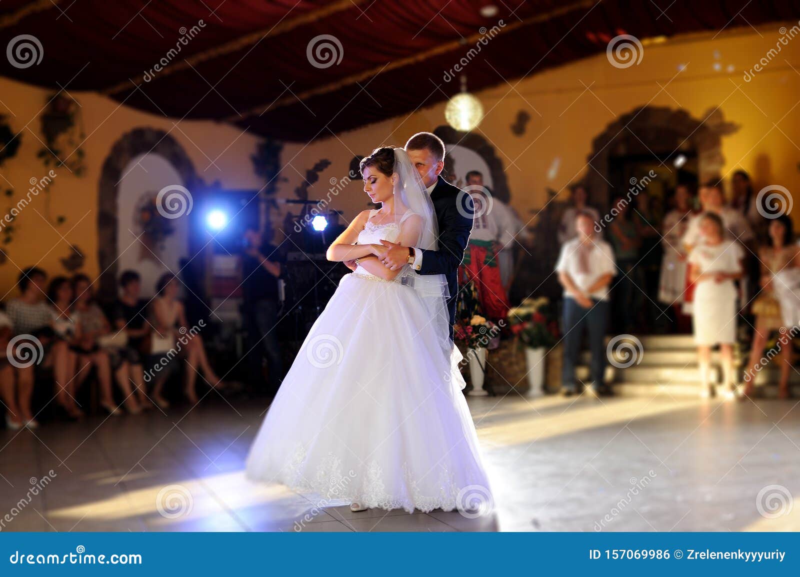 Bride and groom dancing stock photo. Image of portrait - 157069986