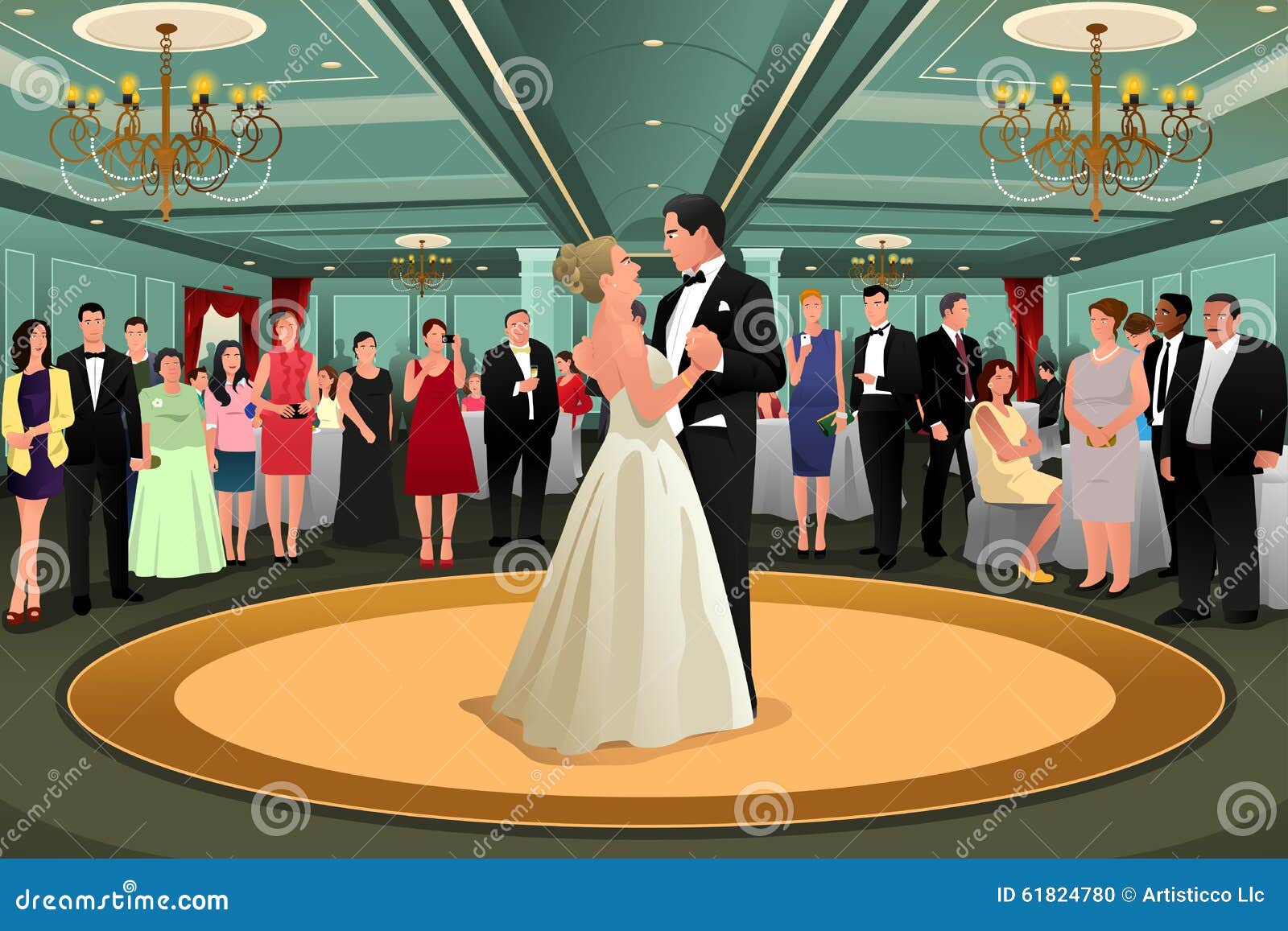 Bride Groom Dancing Their First Dance Stock Vector - Illustration of ...
