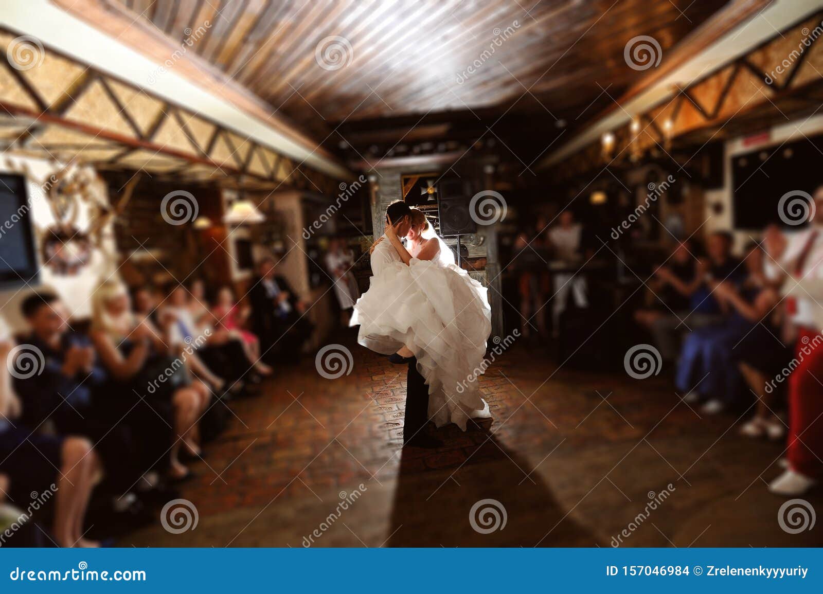 Bride and Groom Dancing on the Wedding Stock Photo - Image of kiss ...