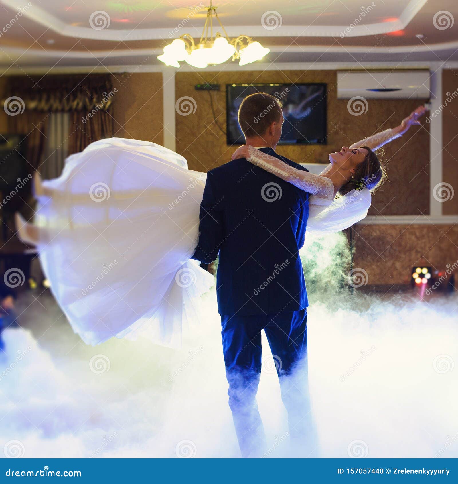 Bride and Groom Dancing on the Wedding Stock Photo - Image of dress ...