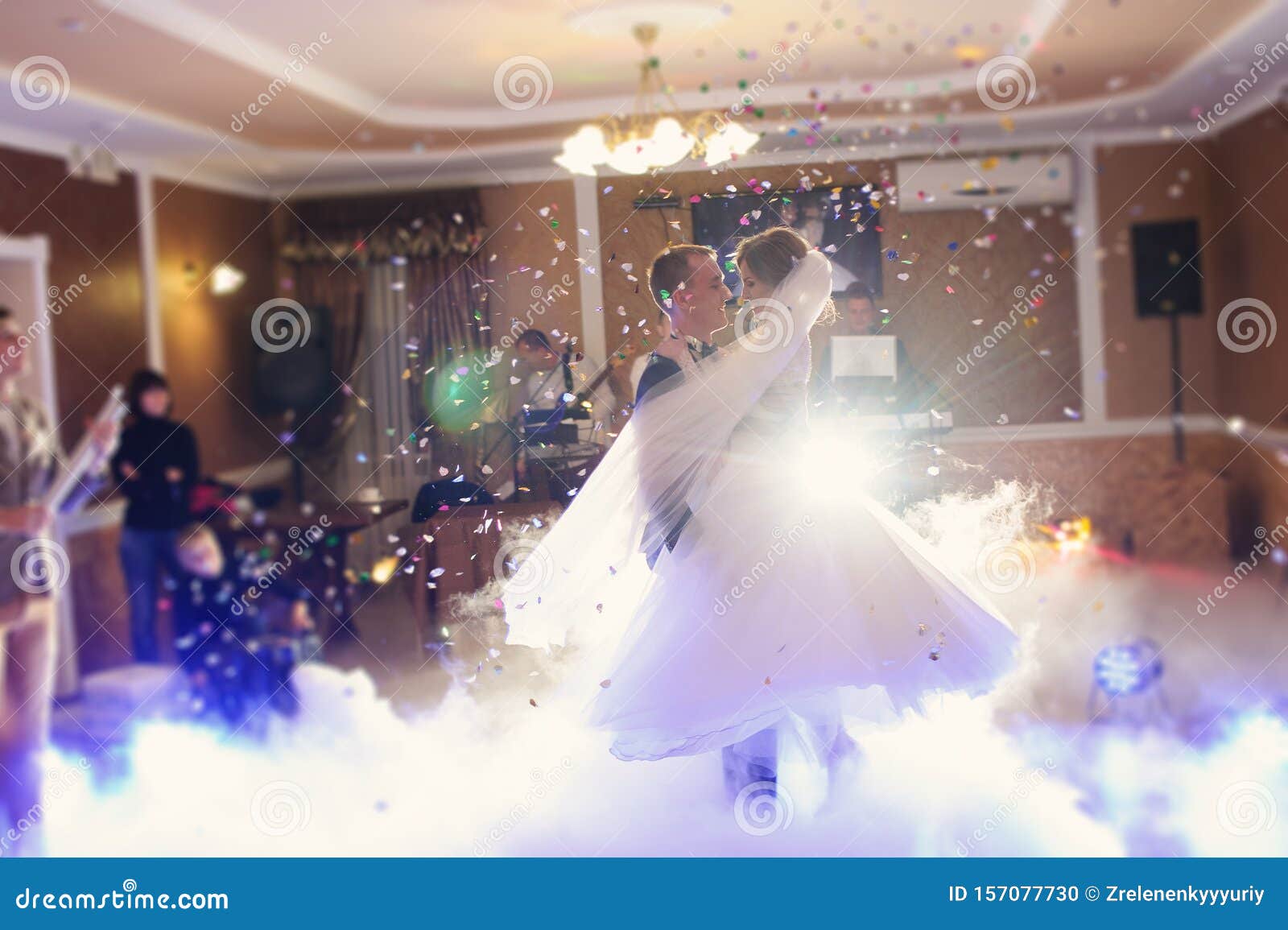 Bride and Groom Dancing on the Wedding Stock Photo - Image of bridal ...