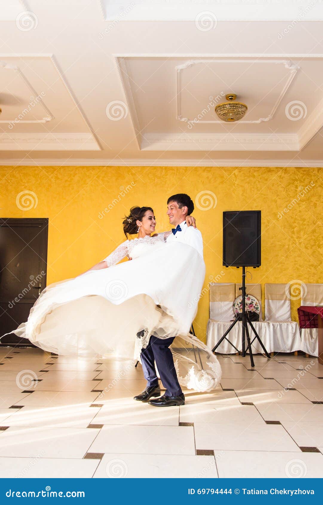 Bride and Groom Dancing at Wedding Reception Stock Photo - Image of ...