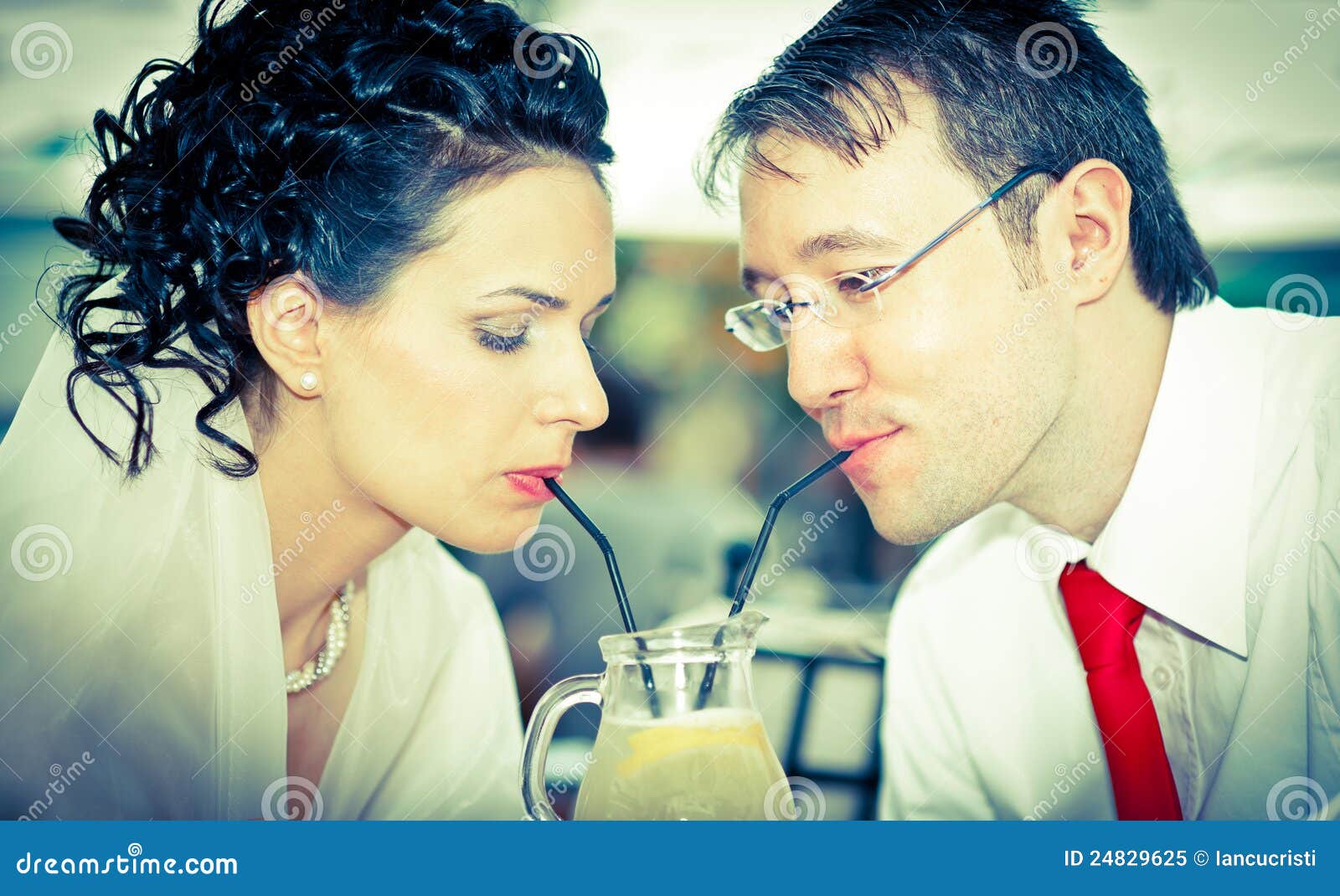 Bride and Groom Drink from the Same Glass Stock Image - Image of bride ...