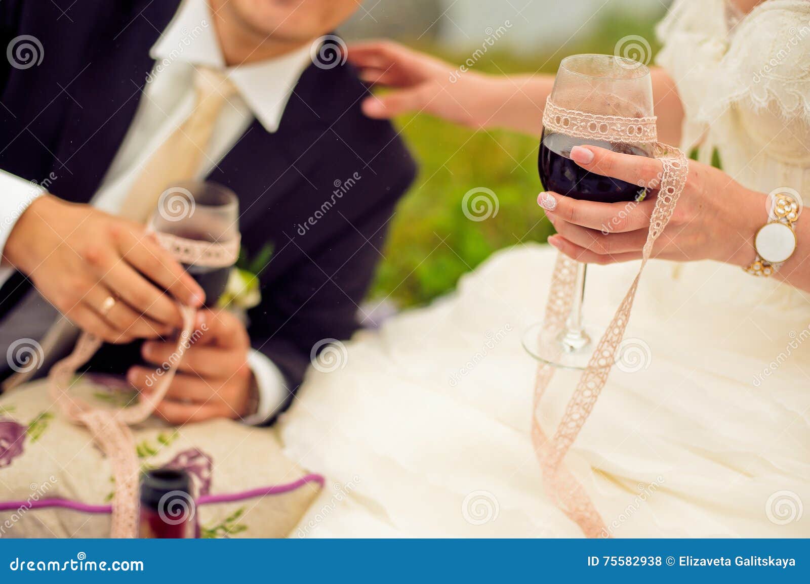 The Bride and Groom Drink Wine Stock Photo - Image of alcohol, groom ...