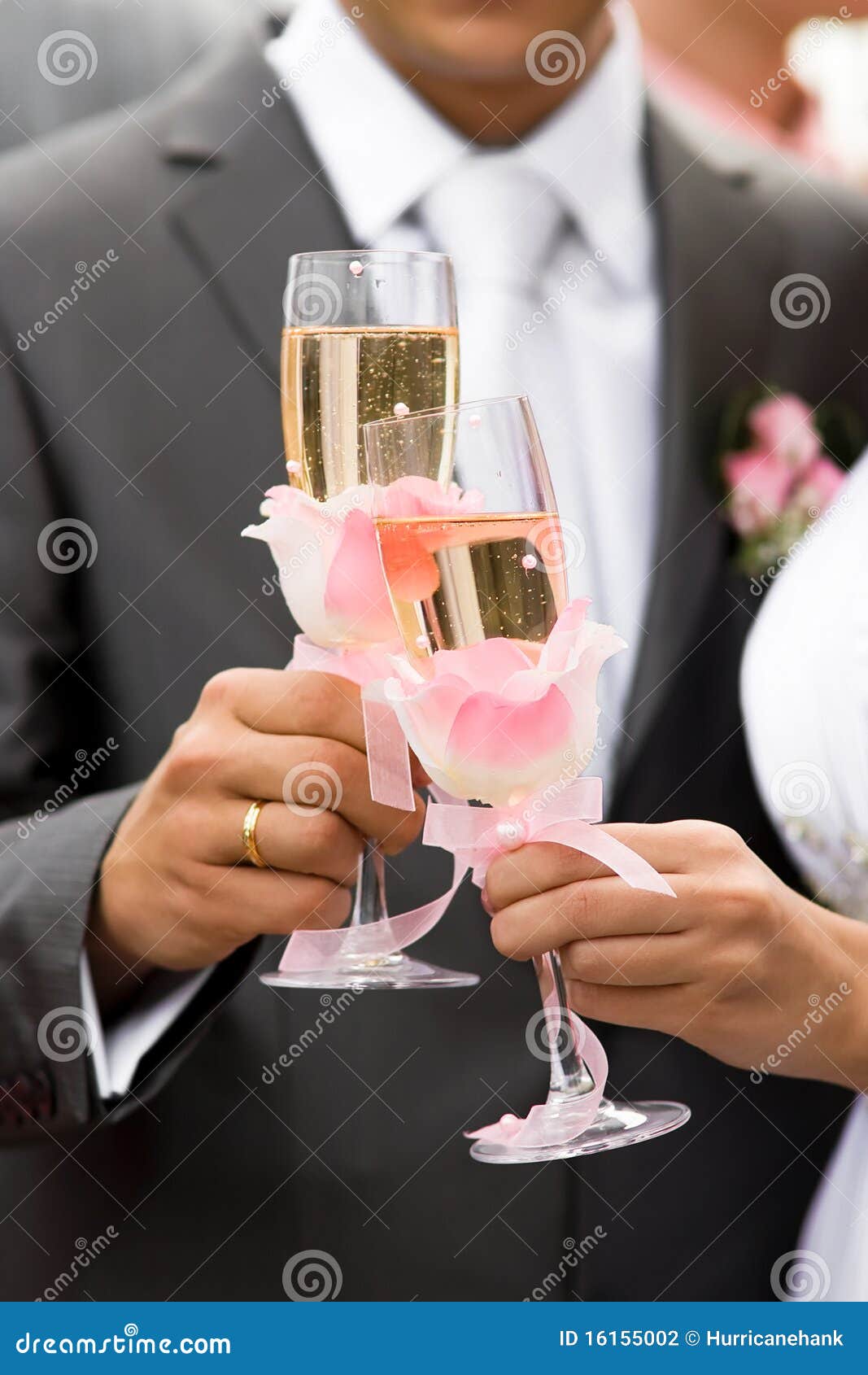 Bride and Groom Drinking Champagne Stock Photo - Image of glasses, gold ...