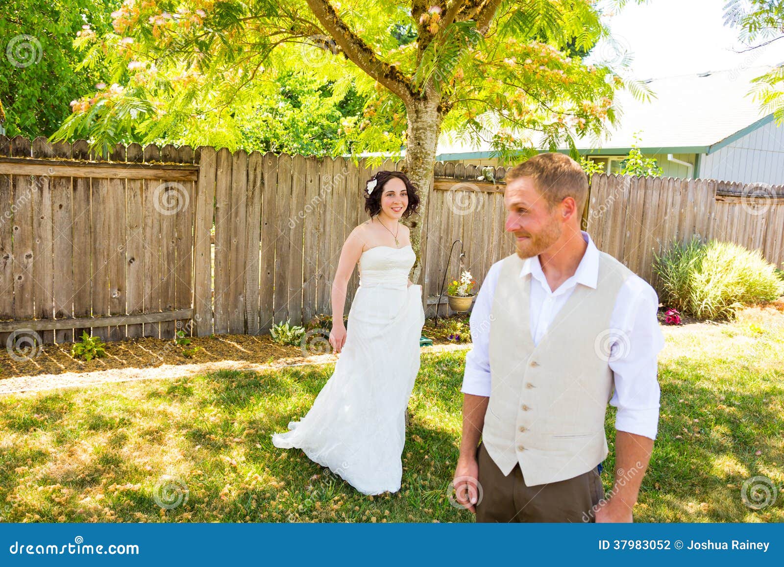 Bride and Groom First Look Moment Stock Photo - Image of commitment ...
