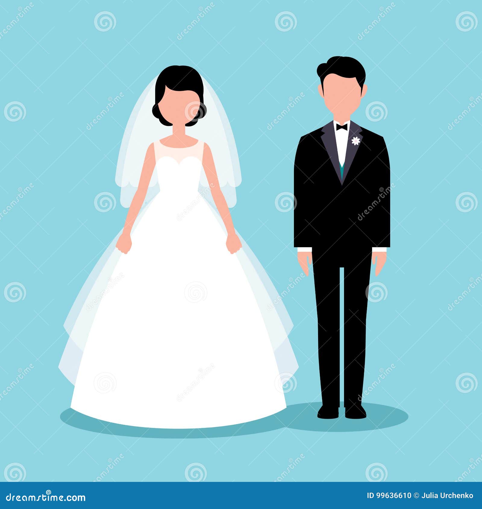 Stock Vector Illustration Of A Flat Style Bride And Groom Newlyweds In
