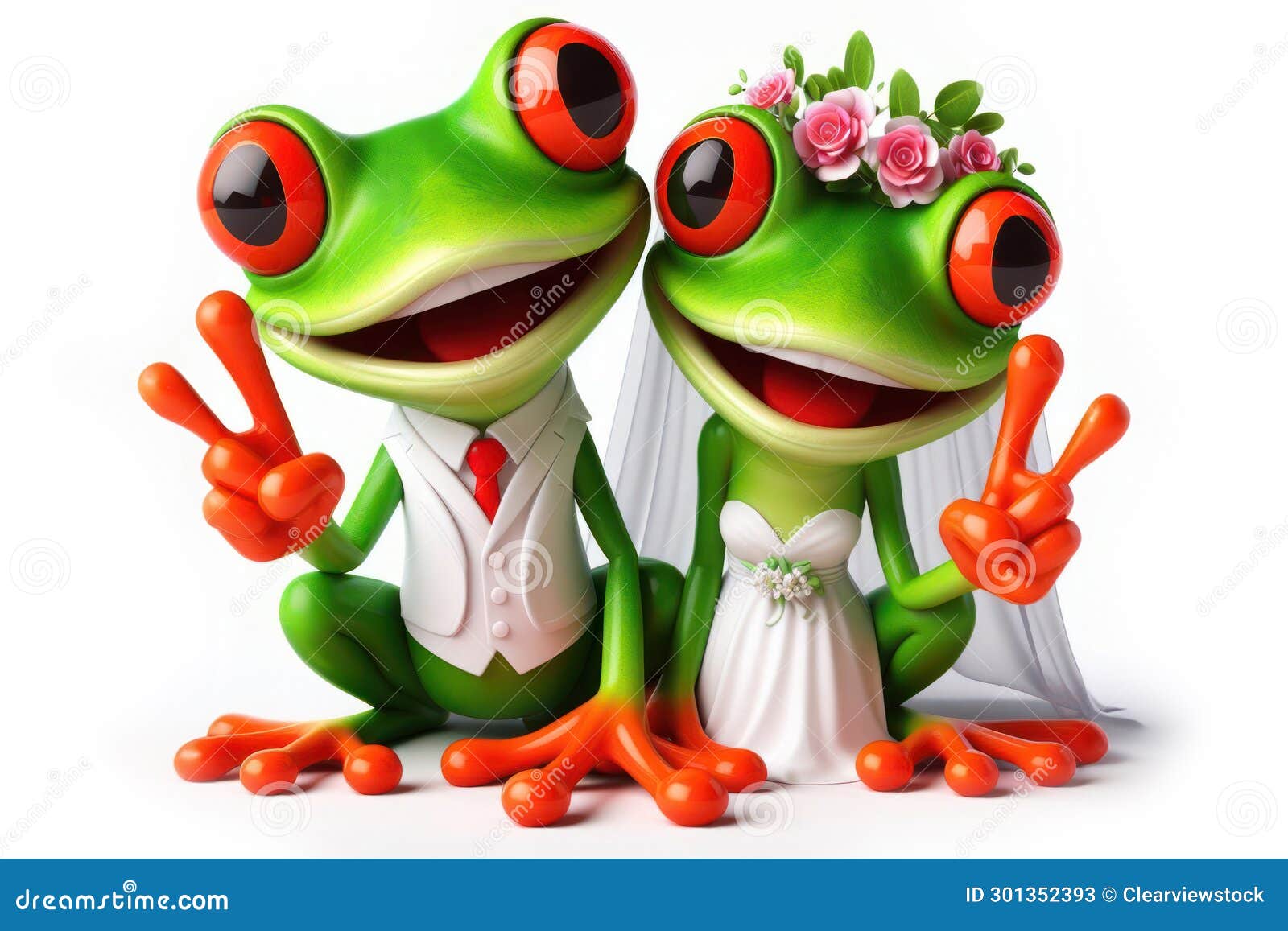 Frog Bride And Groom On Lily Pads Cartoon Vector | CartoonDealer.com ...