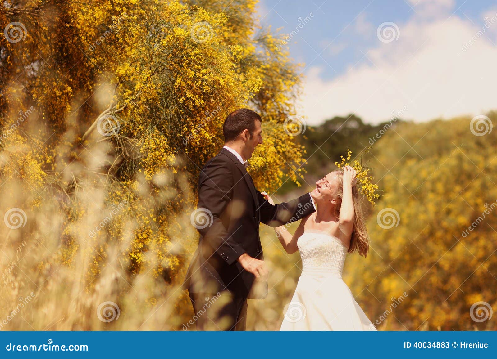 Bride and Groom having fun stock image. Image of hugging - 40034883
