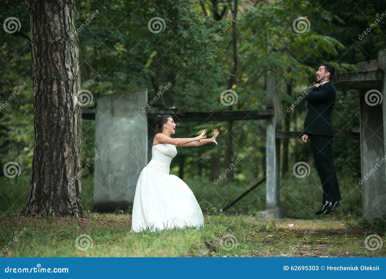 Bride and groom having fun stock image. Image of male - 62695303