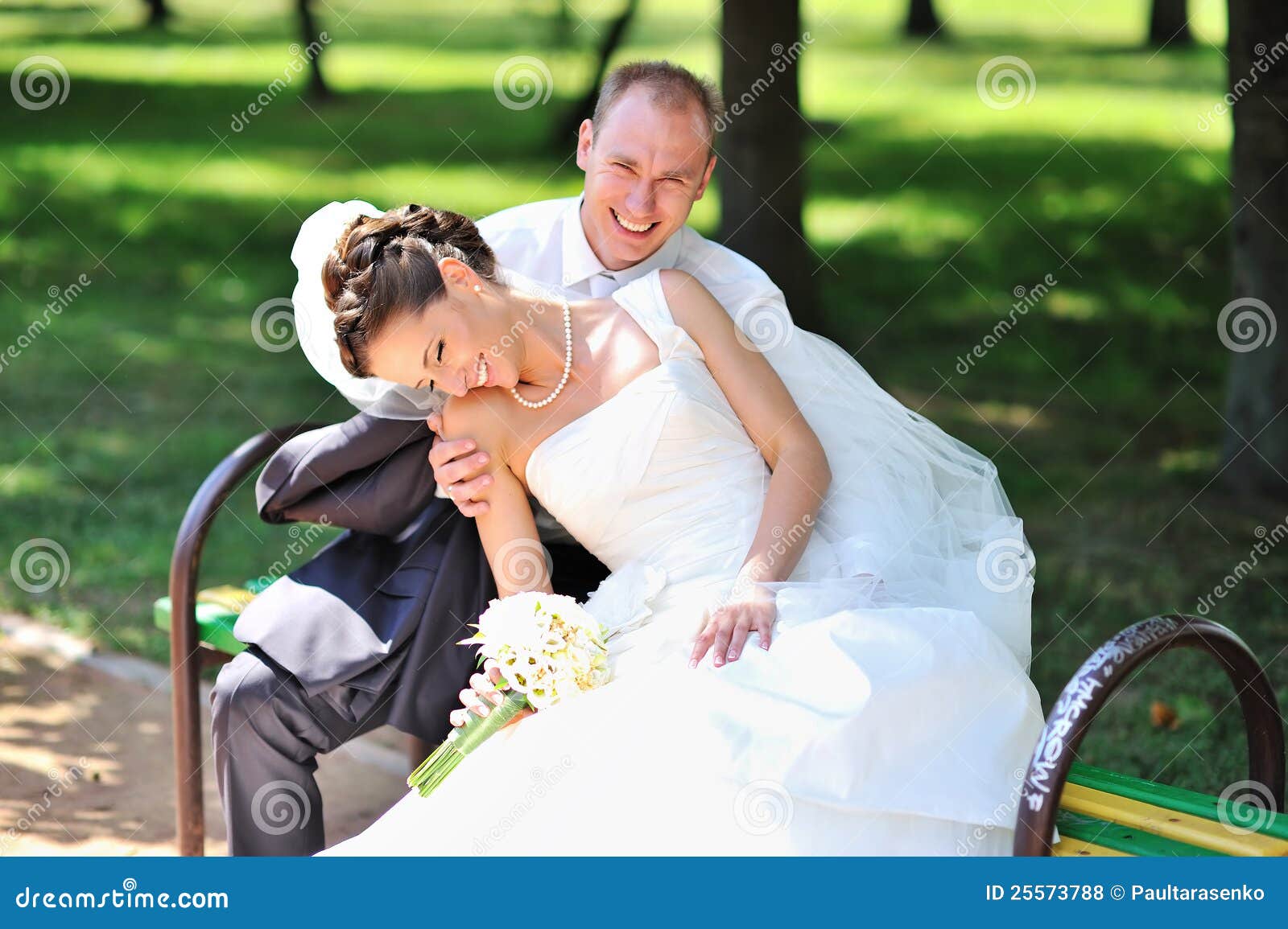 Bride and Groom Having a Good Time Together Stock Photo - Image of ...