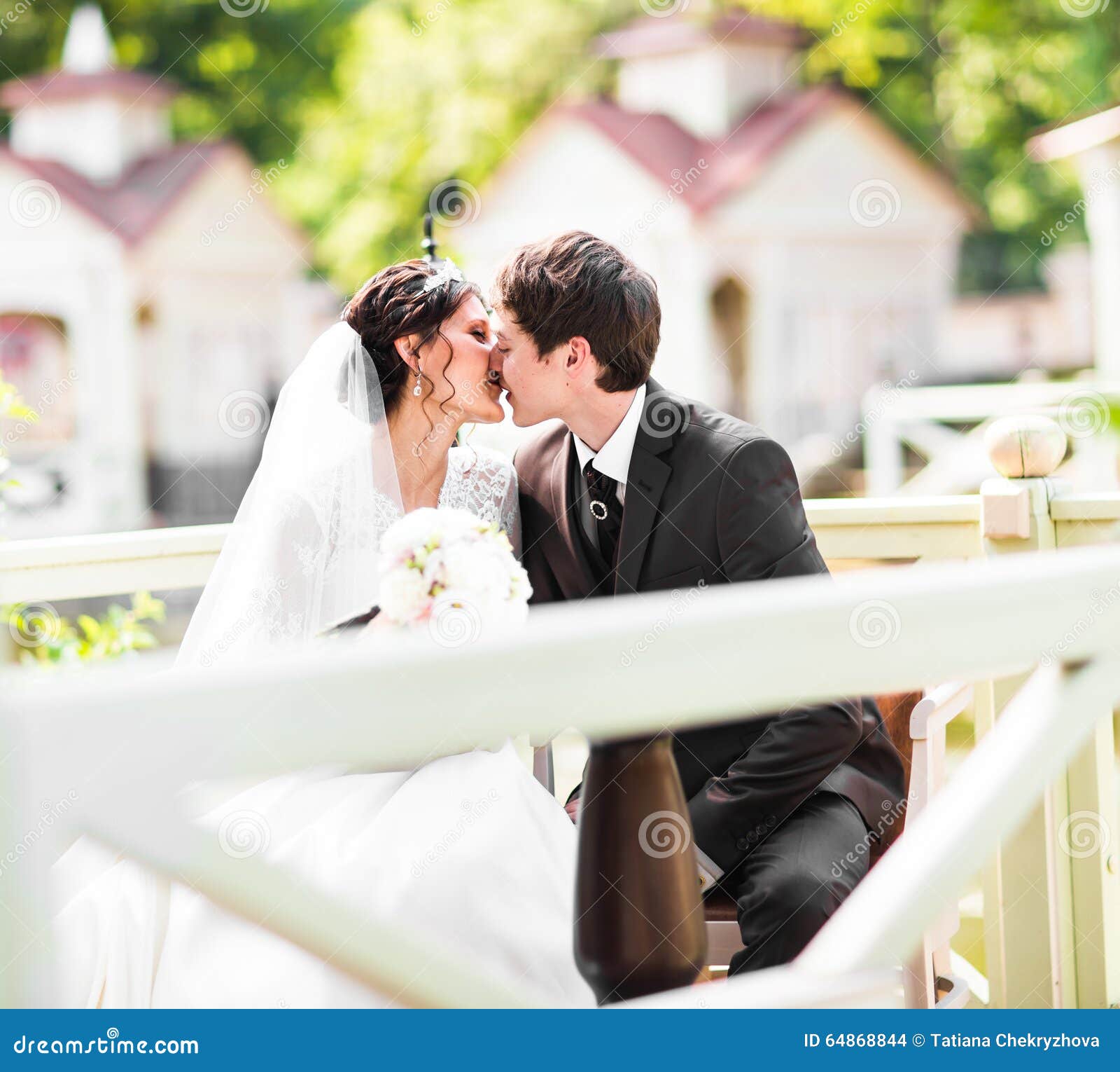 Bride and Groom Having a Romantic Moment on Their Stock Photo - Image ...