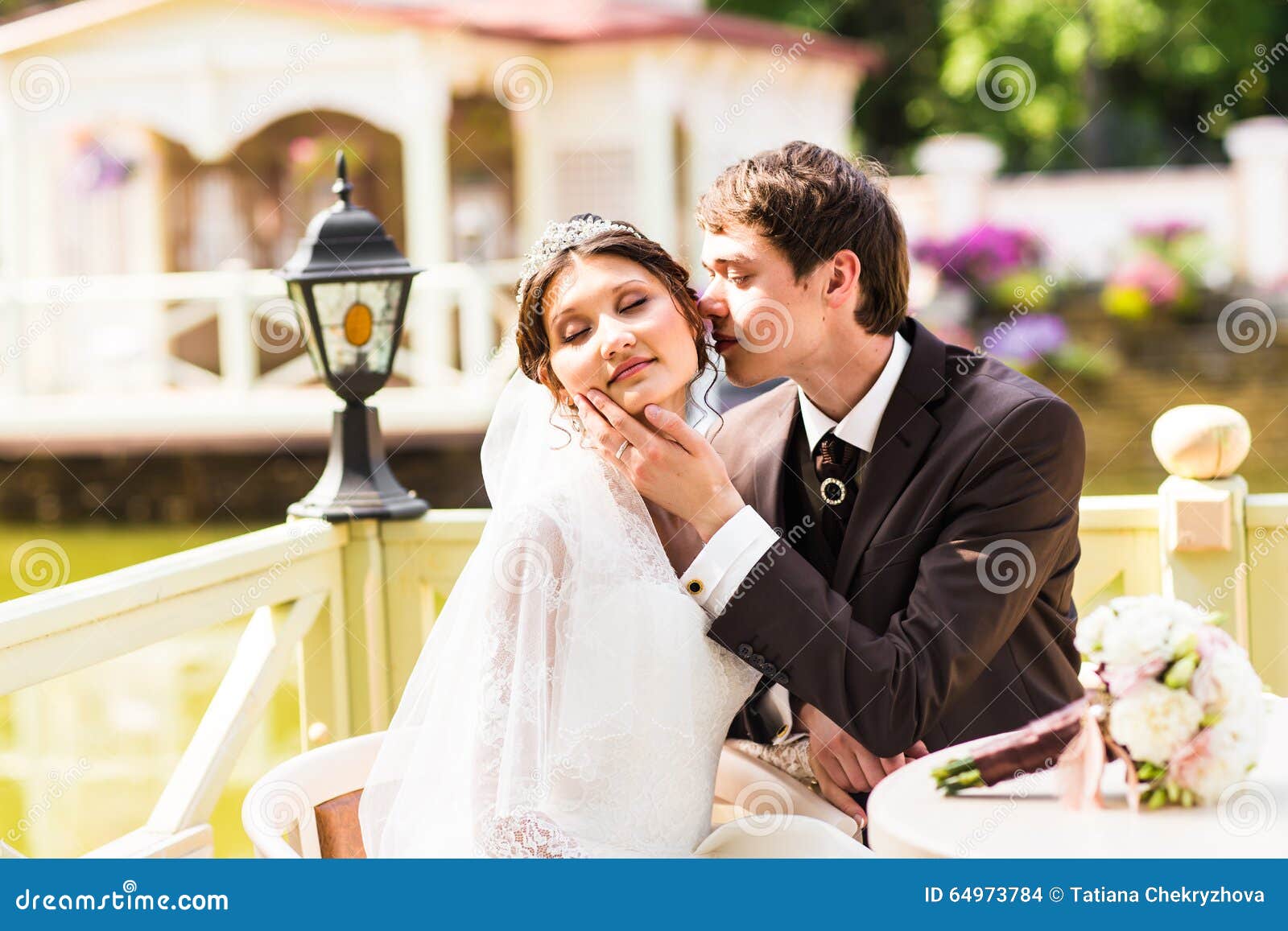 Bride and Groom Having a Romantic Moment on Their Stock Photo - Image ...